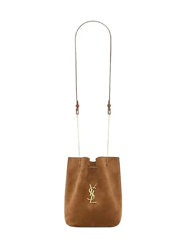Saint Laurent Suede Pochon Bag - Caramel Cognac