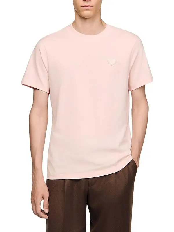 Sandro Tee With Heart Patch - Powder Pink