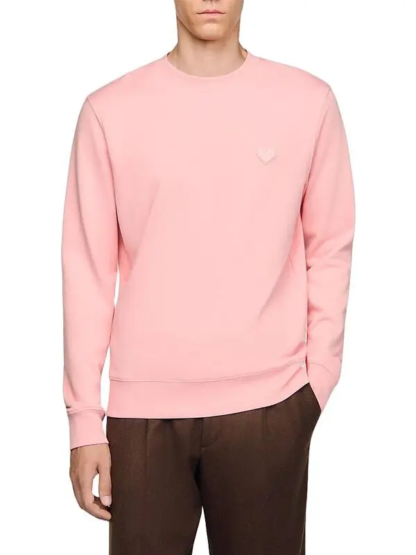 Sandro Heart Patch Crewneck Sweatshirt - Baby Pink