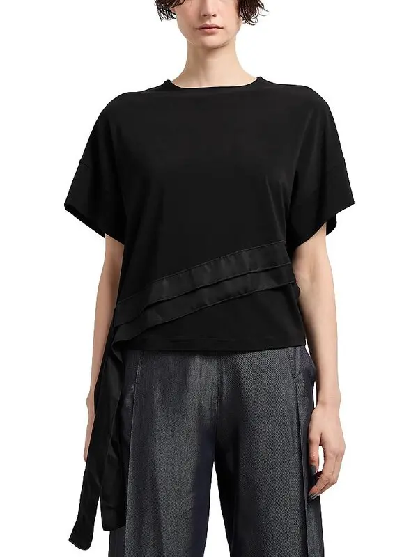 Emporio Armani Asymmetrical Trim Sweater - Solid Black