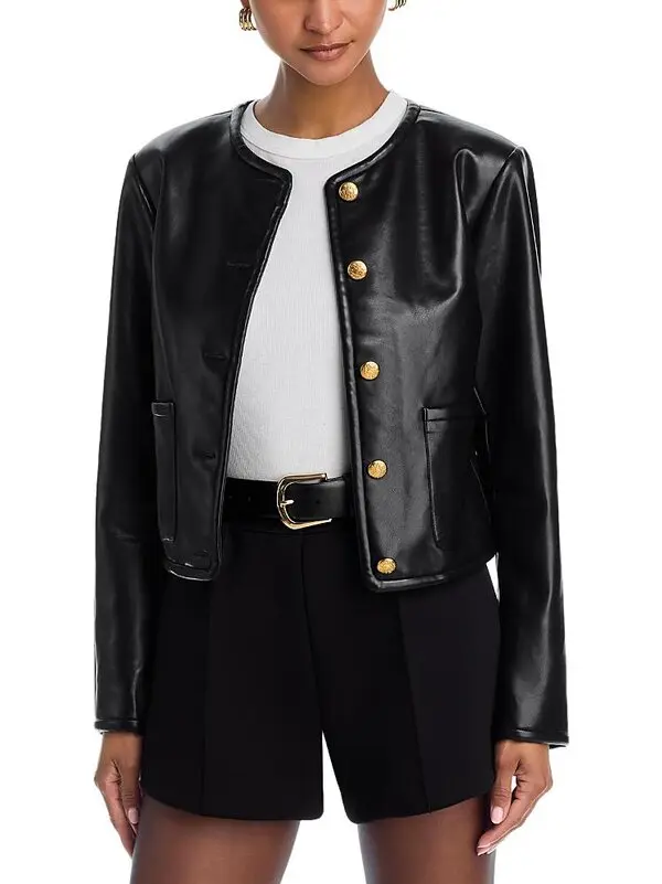 Aqua Faux Leather Jacket - Black