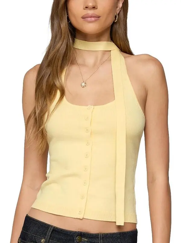 EDIKTED Two-piece Knit Halter Top - Yellow