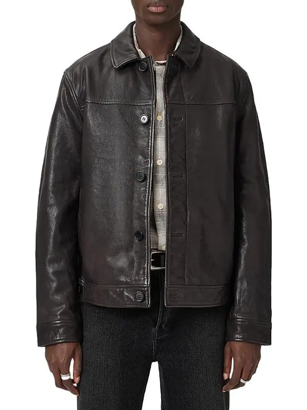 ALLSAINTS Nates Leather Jacket - Trail Brown