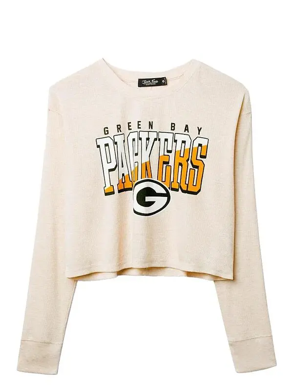 Junk Food Clothing Nfl Green Bay Packers Slant Crop Thermal - Oatmeal