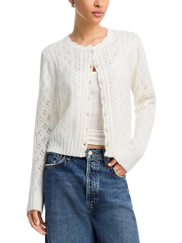 Aqua Pointelle Cardigan Sweater - Winter White