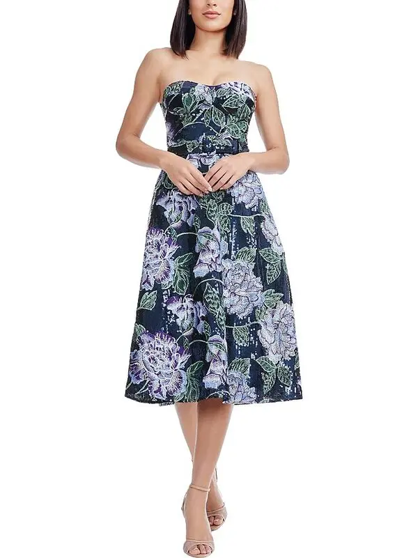 Dress The Population Carlita Floral Dress - Navy Multi
