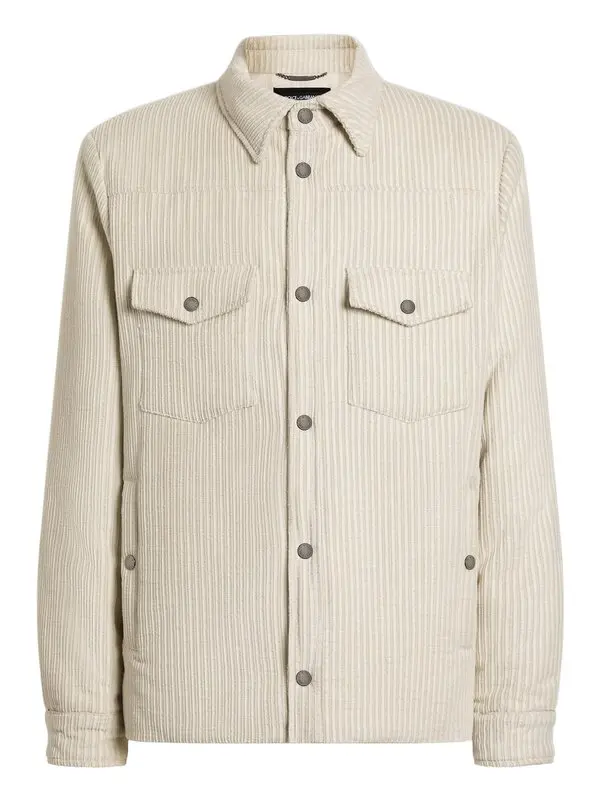 Dolce & Gabbana Quilted Velvet Shirt Jacket - White
