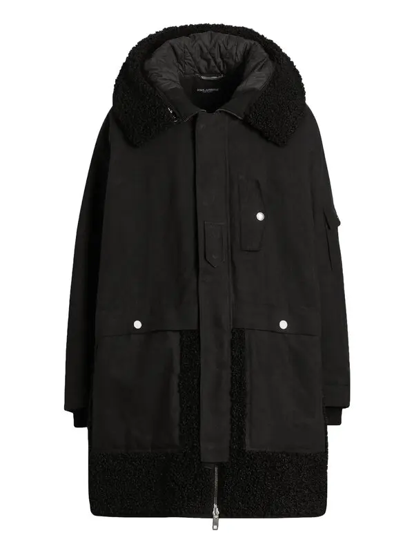 Dolce & Gabbana Waxed Long Down Jacket - Black