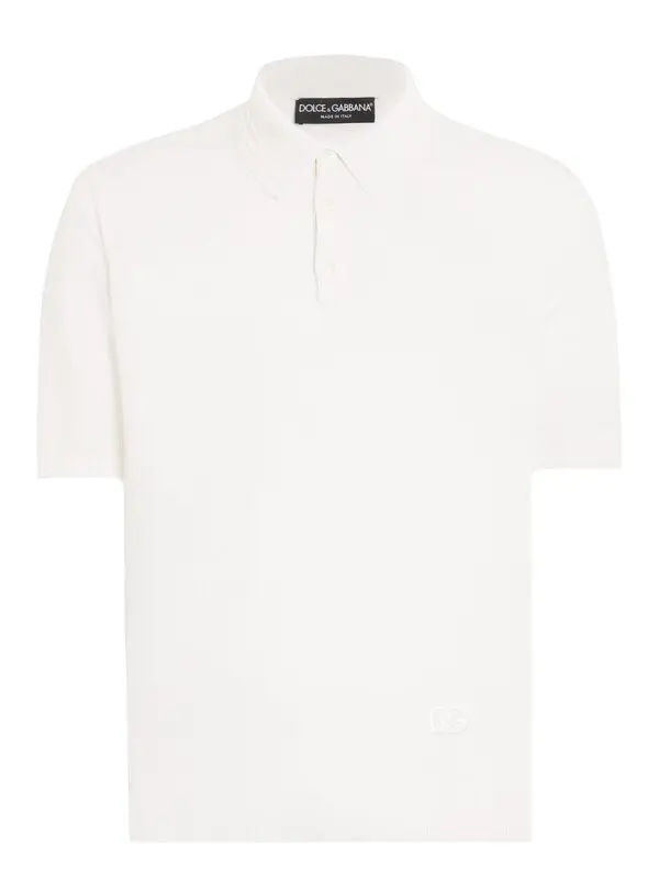 Dolce & Gabbana Satin Silk Polo Shirt - White