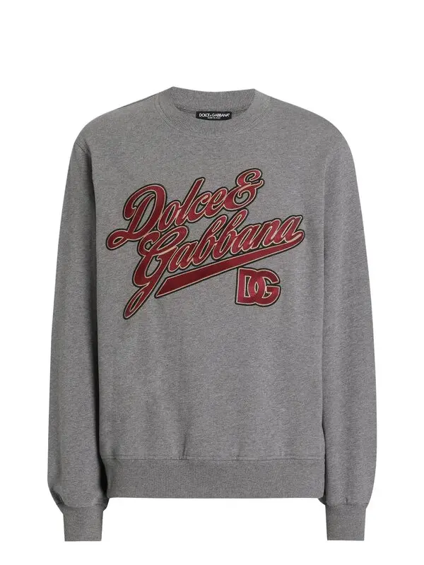 Dolce & Gabbana Cotton Sweatshirt With Embroidery - Grey