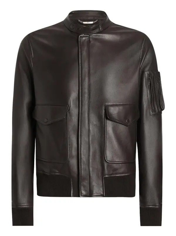 Dolce & Gabbana Plongé Lambskin Biker Jacket - Brown