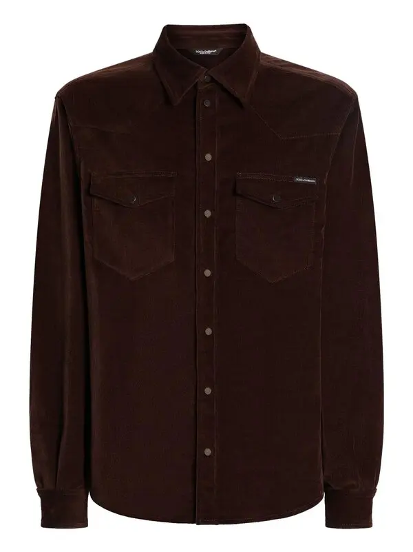 Dolce & Gabbana Fine-wale Corduroy Shirt - Brown