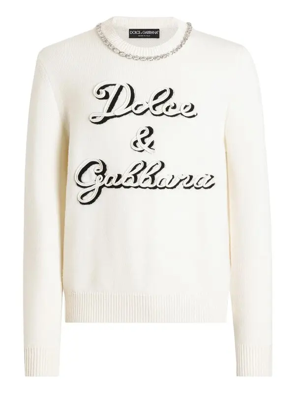 Dolce & Gabbana Wool Pullover With Intarsia - White
