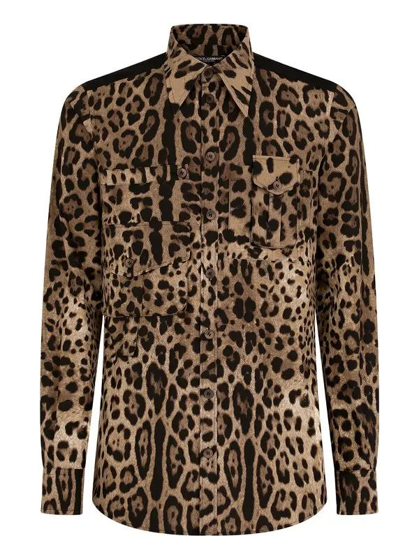 Dolce & Gabbana Leopard-print Cotton Shirt With Multiple Pockets - Animal Print