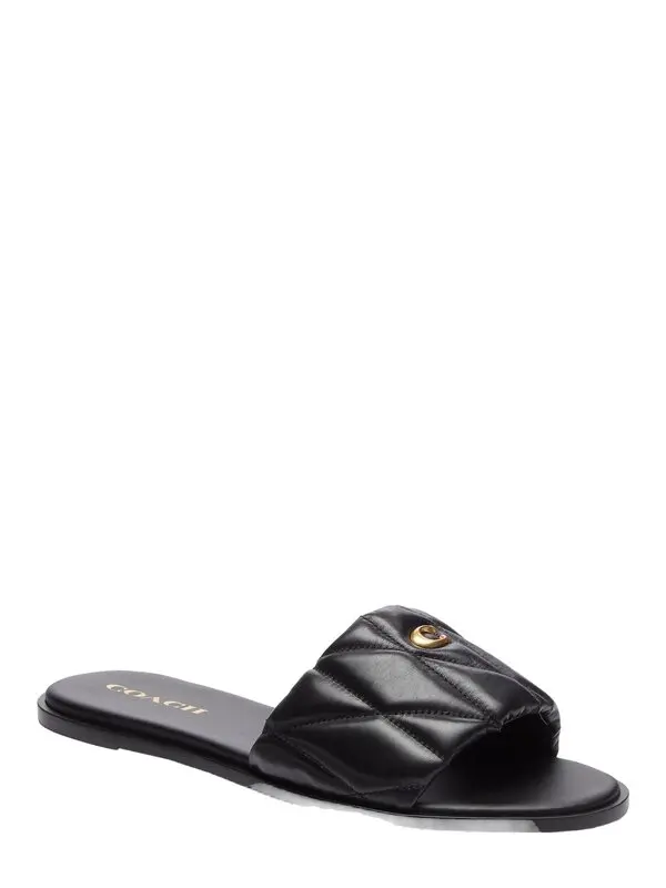 Coach Holly Quilted Leather Sandal - Black