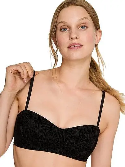 Victoria's Secret Vsx Flocked Logo Balconette Sports Bra - Black