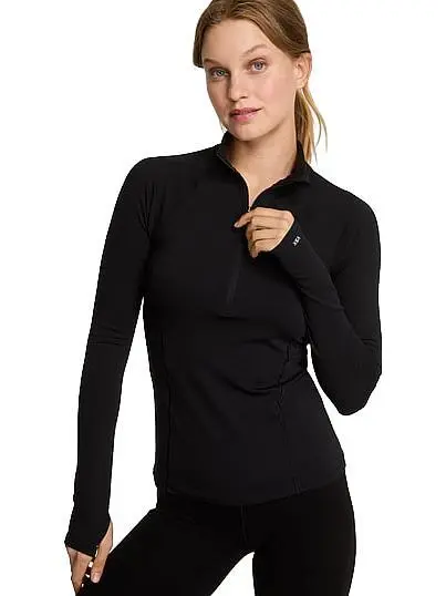 Victoria's Secret Vsx Elevate™ Diamanté Flex Half-zip Jacket - Black