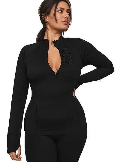 Victoria's Secret Vsx Elevate™ Half-zip Jacket - Black