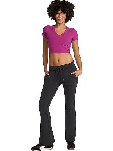 Pink All-day Cotton™ Pocket Flare Leggings - Black