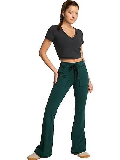 Pink All-day Cotton Pocket Flare Leggings - Green
