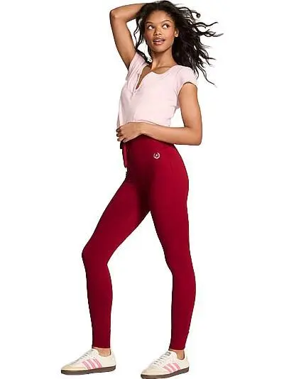 Pink Relay Fitted Jogger Leggings - Red