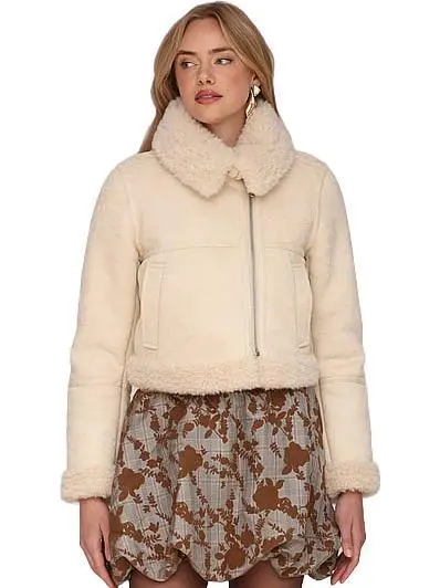 Victoria's Secret Avec Les Filles Cropped Shearling Jacket - Floral