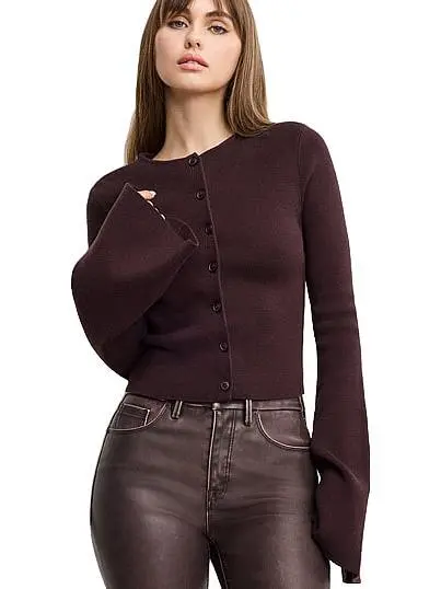 Victoria's Secret Good American Bell Sleeve Knit Cardigan - Brown