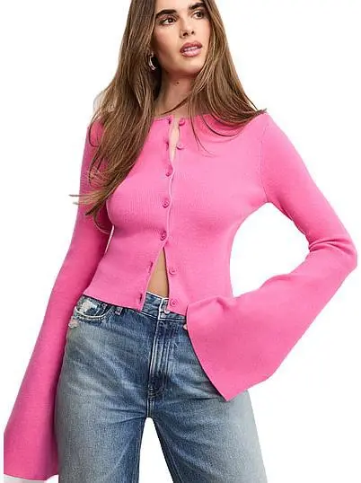Victoria's Secret Good American Bell Sleeve Knit Cardigan - Pink