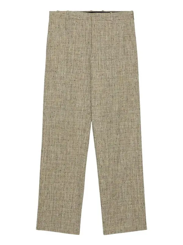 Bottega Veneta Multi Colour Fleck Viscose Straight Trousers - Sahara Melange & Multi