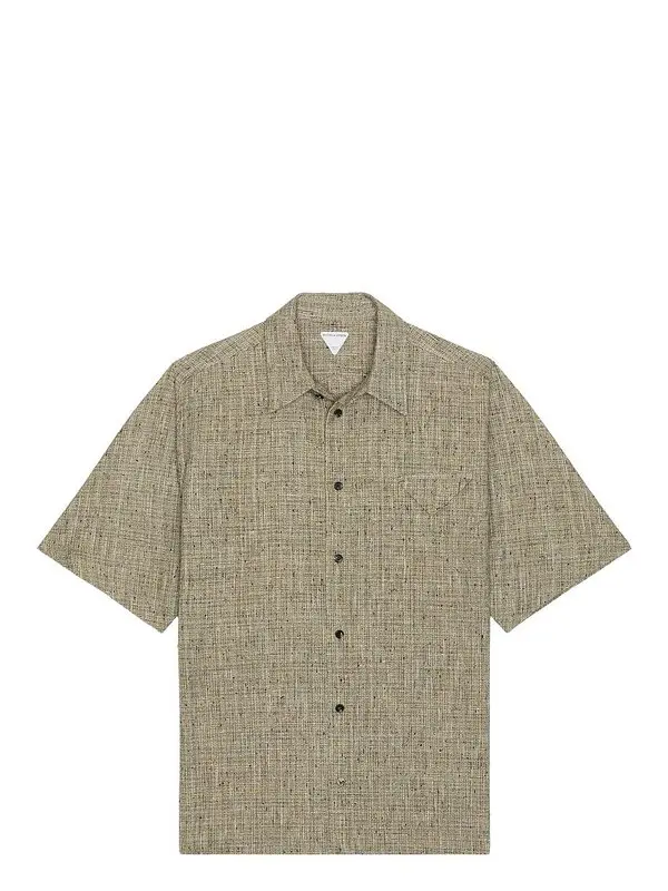 Bottega Veneta Multi Colour Fleck Viscose Shirt In Brown - Sahara Melange & Melange