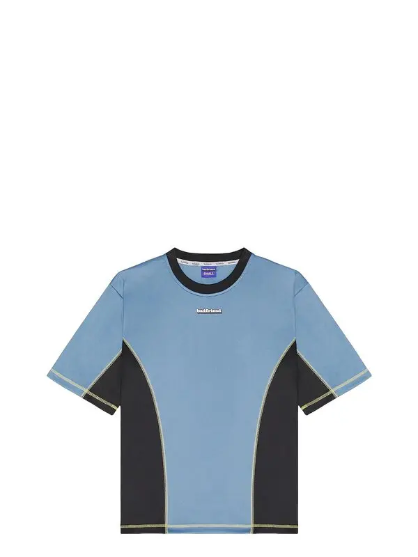 BADFRIEND Bar Logo Cover Stitch Jersey - Blue & Black