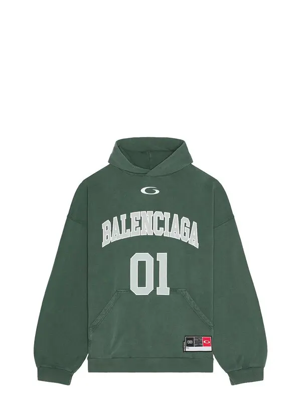 Balenciaga Large Fit Hoodie - Dark Green & Light Gry