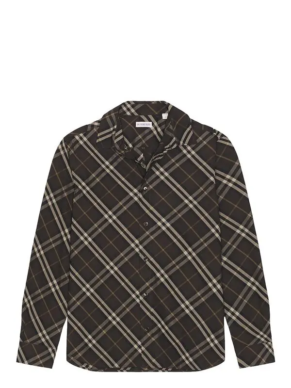 Burberry Robert Essentials Classic Long Sleeve Shirt In Brown - Truffle Check