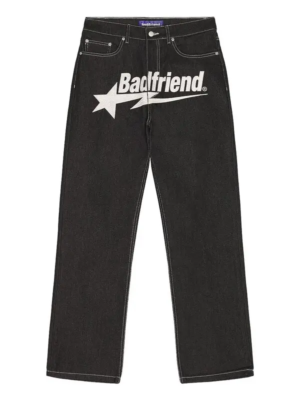 BADFRIEND Undone Denim Star Pant - Black & White