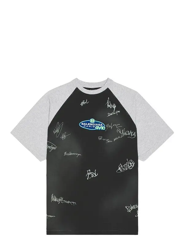 Balenciaga Raglan Oversized Tee In Black - Washed Black