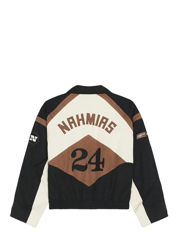 NAHMIAS Canvas Moto Bomber - Black & Brown