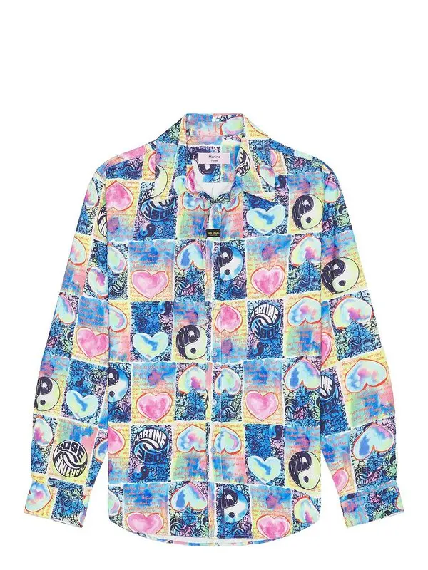 Martine Rose Classic Shirt In Blue - Blue Hearts