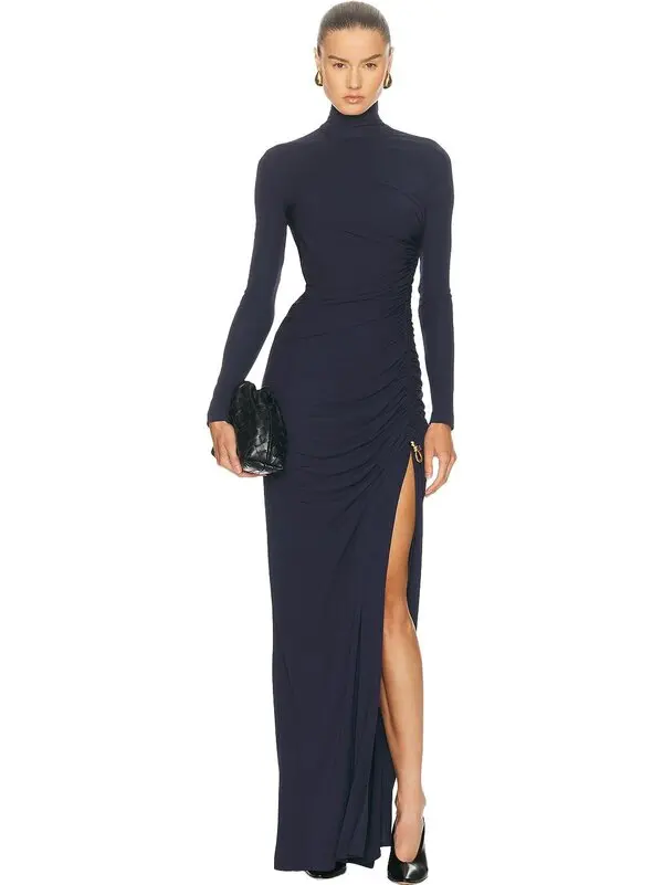Bottega Veneta Long Sleeve Ruched Dress - Abyss
