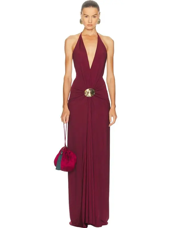 Silvia Tcherassi Aiko Halterneck Dress - Burgundy