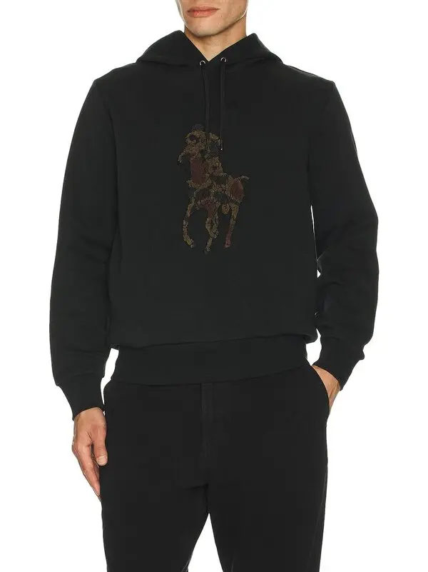Polo Ralph Lauren Long Sleeve Double Knit Tech Hoodie With Camo Pony - Black