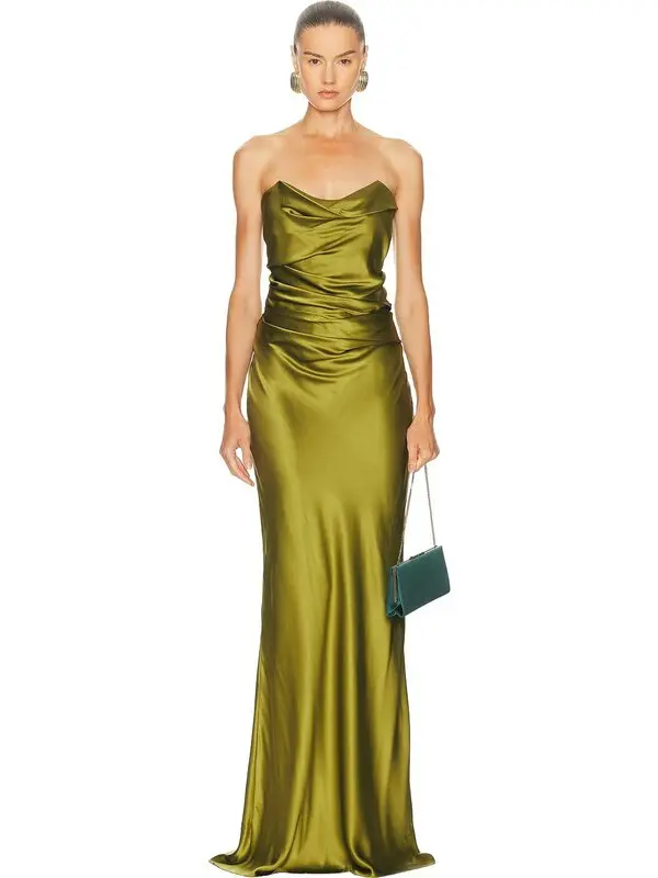 THE SEI Cowl Bustier Gown - Moss