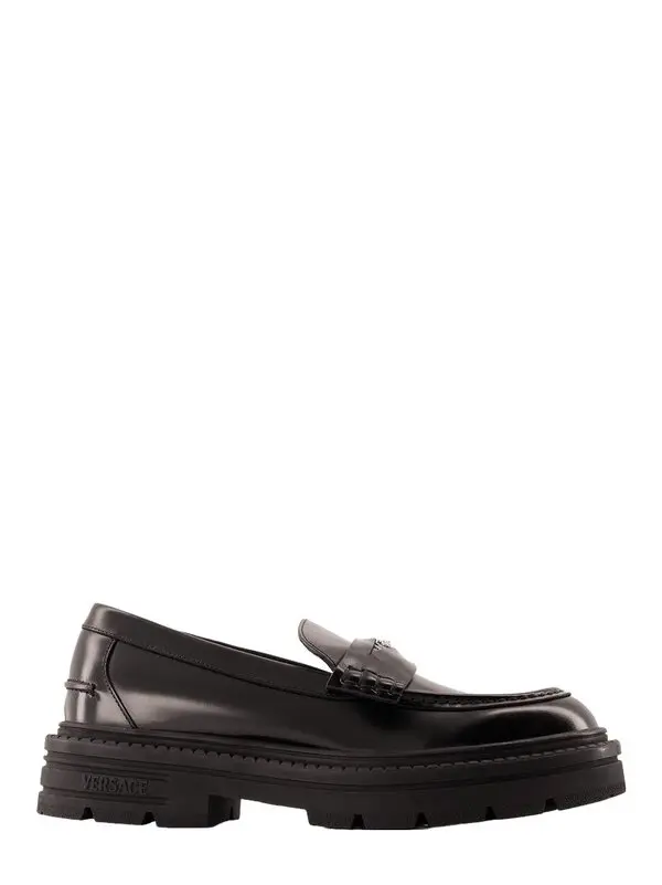Versace Calf Leather Loafers - Black