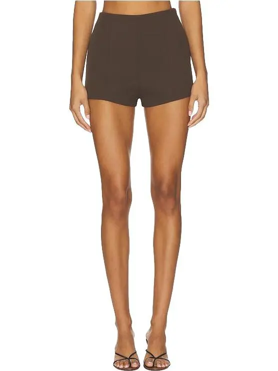 EAVES Polished Crepe Mini Shorts - Ganache