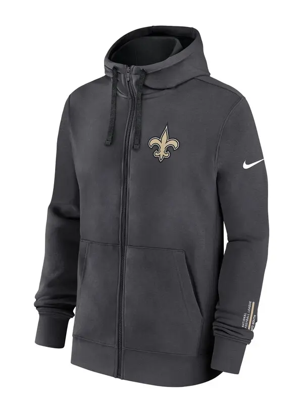 Nike New Orleans Saints Playbook Page Club Nfl Full-zip Hoodie - Grey