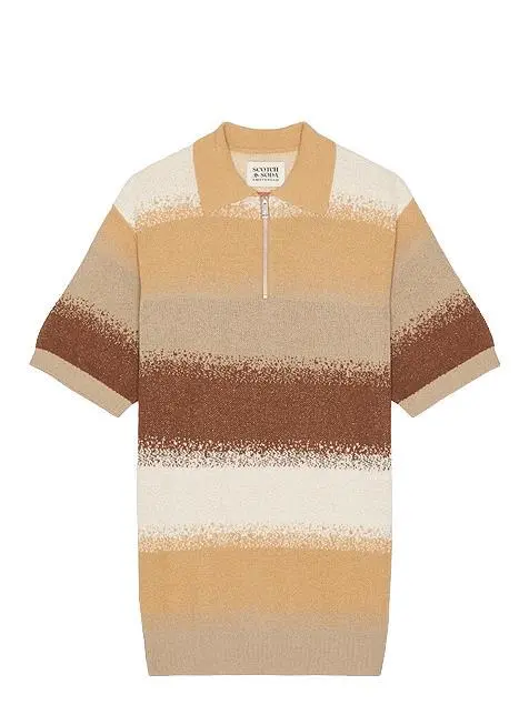 Scotch & Soda Knitted Degrade Polo In Taupe - Plaza Taupe