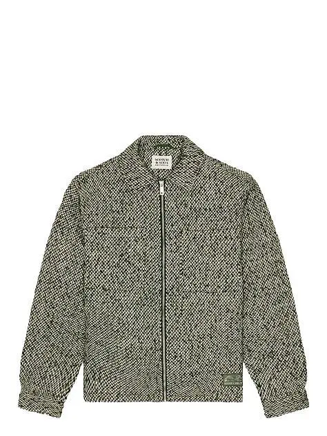 Scotch & Soda Tweed Wool Blend Jacket - Green & Beige Tweed