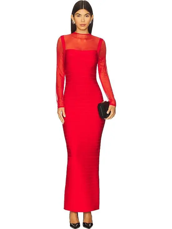 Herve Leger Ella Gown - Chili