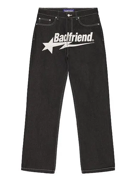 BADFRIEND Undone Denim Star Pant - Black & White