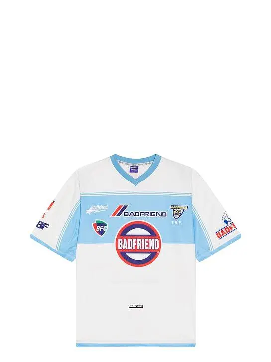 BADFRIEND Soccer Jersey - Bone & Blue