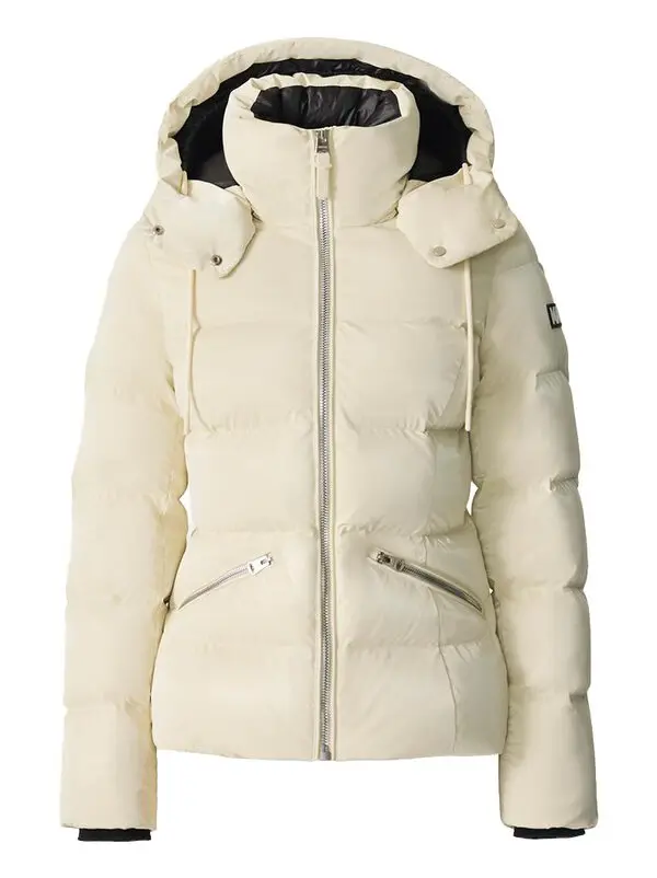 Mackage High-gloss Down Jacket With Removable Hood - Cream